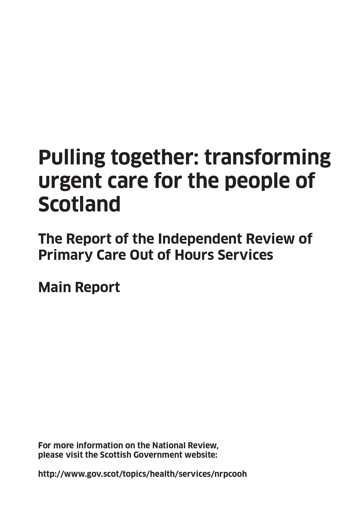 Review of Primary Care OOH Services published – Scottish Rural Medicine ...